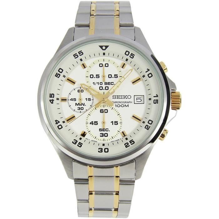 Seiko Neo Homme 42.8mm Bracelet Acier Bicolore Hardlex Quartz Montre ...