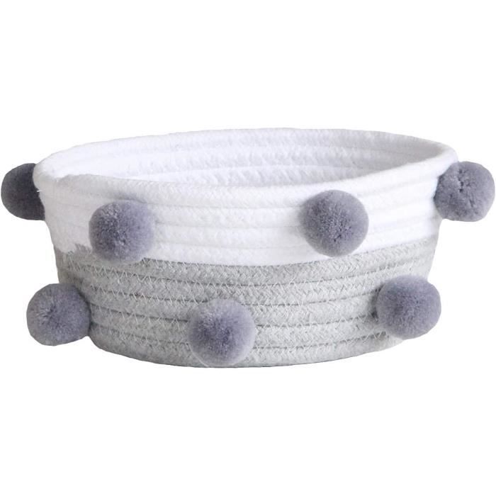 Monland Panier à linge en coton tissé à la main avec pompons pour ...