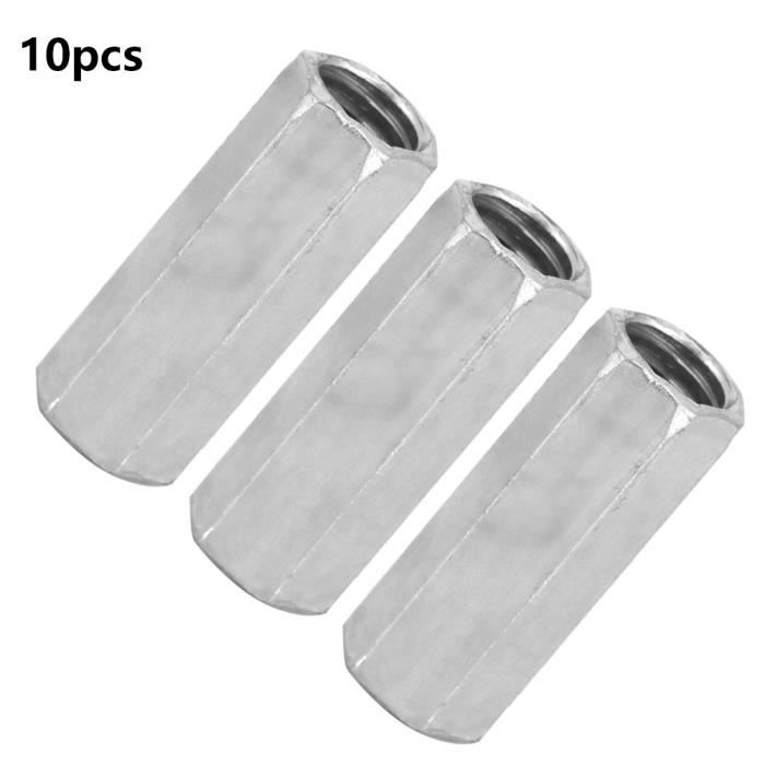 VBESTLIFE Écrou fileté 10 pièces M8 longue tige écrou hexagonal manchon hexagonal écrou ...