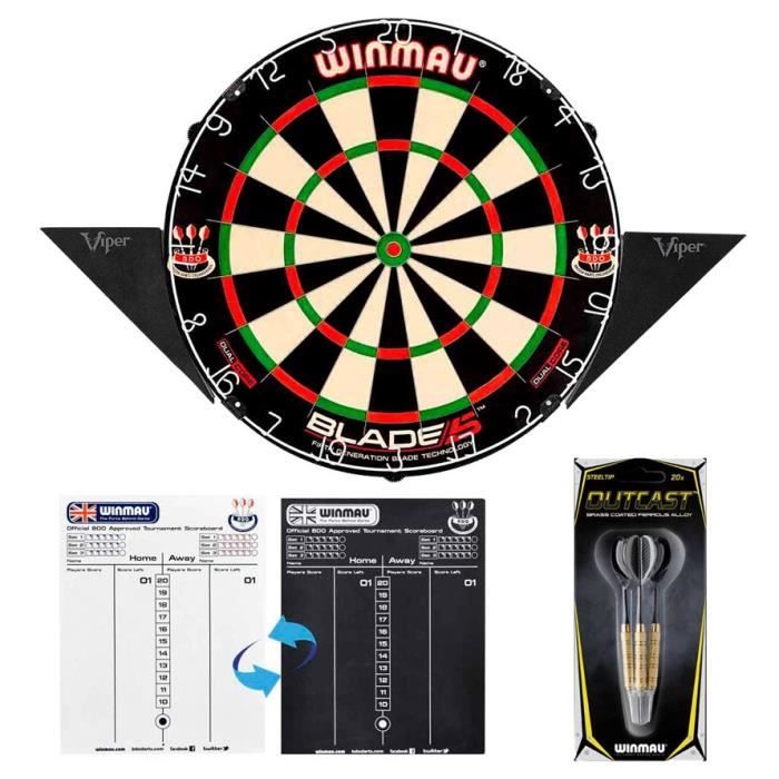 Pack CIBLE JEU FLECHETTES WINMAU LAME 5 Dual Core complet Plus ...