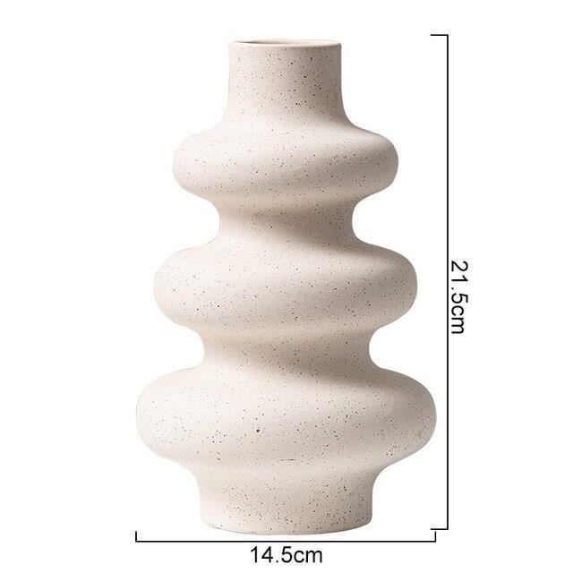 VASE,Type A--Vase circulaire polygone en céramique Beige, nordique Ins ...