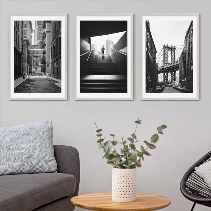 Cadre A2 42 x 594 bois MDF argenté lot de 3 cadres photo pour posters ...