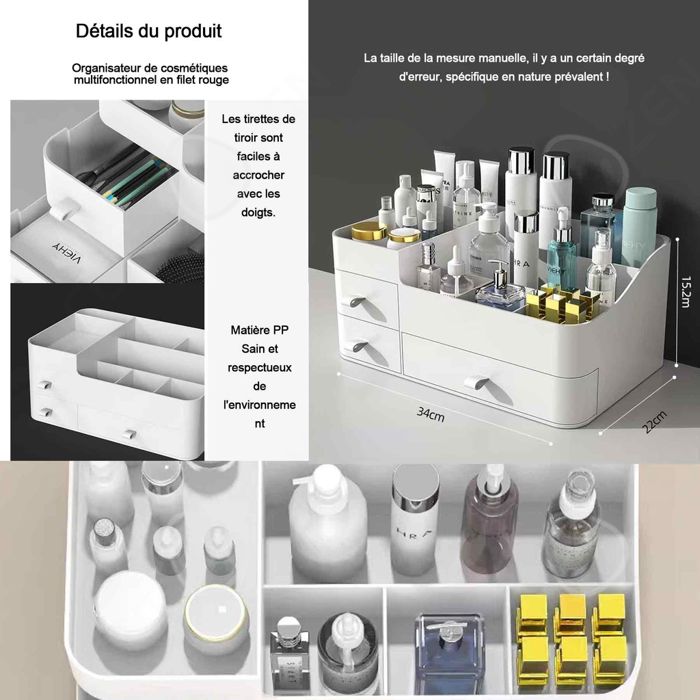 Conteneur de rangement - CONFOZEN - 8 compartiments - 3 tiroirs - Blanc ...