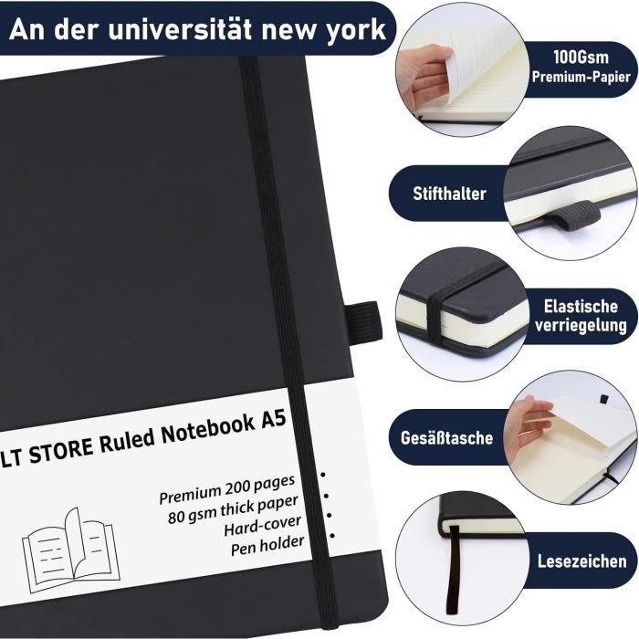 A5 Cahier Ligné À Couverture Rigide Journal A5 Ligné 80G Poche De ...