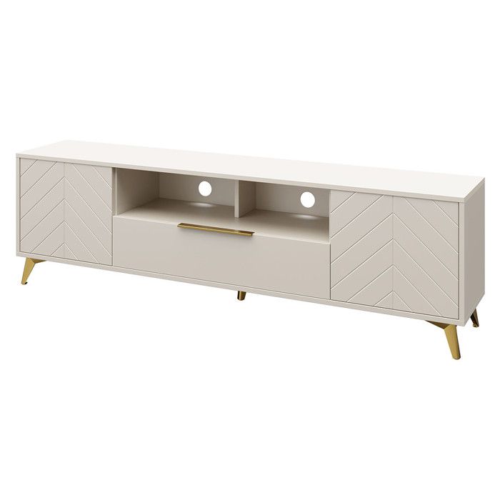 Boccioni - meuble tv - beige - 2 portes, 1 tiroir et 1 niche - 200 cm ...