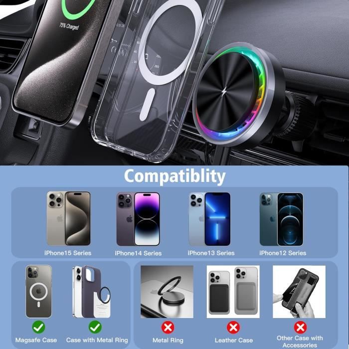 Chargeur De Voiture Sans Fil Pour Iphone 15 Pro Max 14 13 12 Series ...