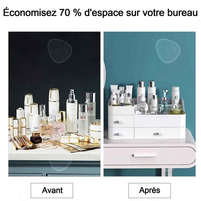 Conteneur de rangement - CONFOZEN - 8 compartiments - 3 tiroirs - Blanc ...