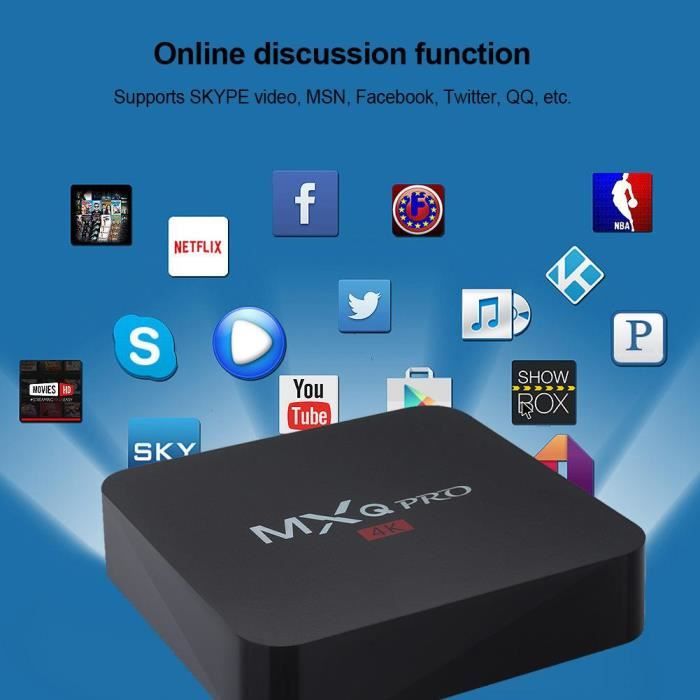 Smart TV Box - MXQ-PRO-H3 - 4K - WiFi - HDMI - Télécommande infrarouge ...