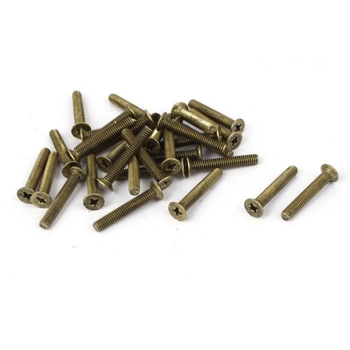 SOURCING MAP 30Pcs Vis Tête Fraisée Cruciforme Tête Plate Boulon M4 x 0 ...