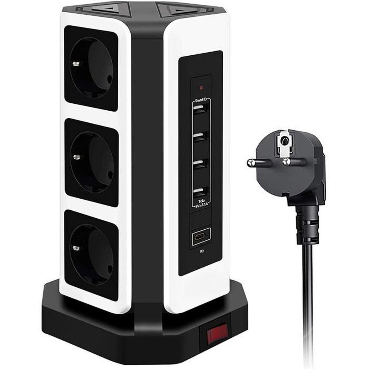 Tour Multiprise Parasurtenseur Parafoudre avec 9 Prises (10A 2500W) et ...