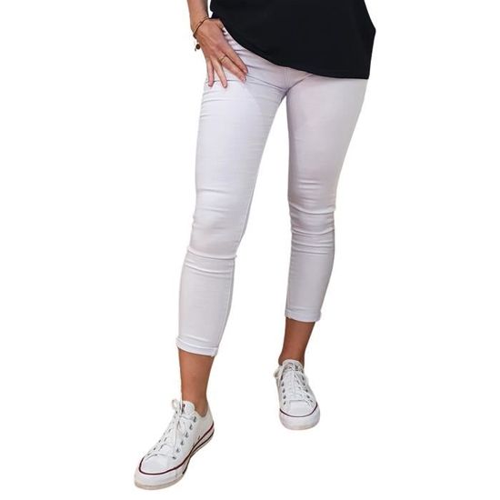Jean femme blanc taille haute Skinny push up Blanc - Cdiscount Prêt-à ...