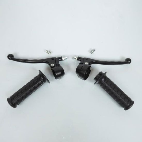 Kit poignée vintage Lusito Ã˜22 + levier à boule noir cocotte pour moto ...