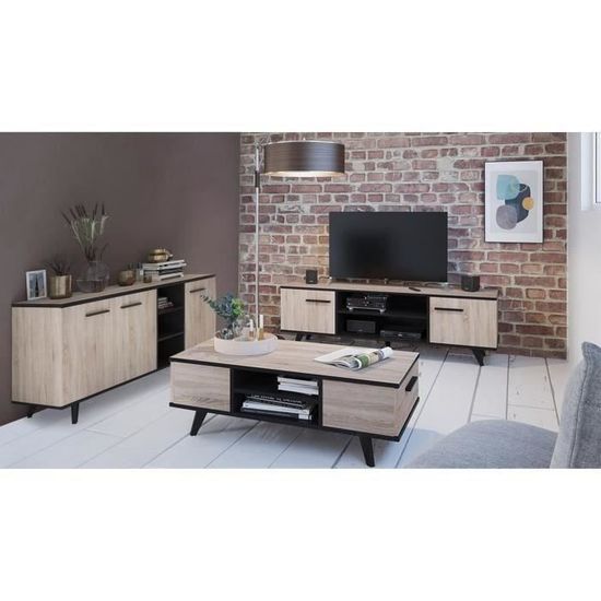 Ensemble meuble TV table basse buffet WAYNE - Mélaminé - Style ...