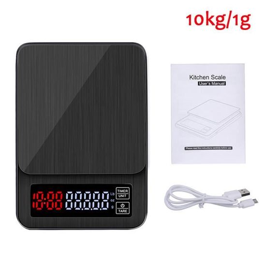 BALANCE CULINAIRE ELECTRONIQUE,1g-10kg--Balance électronique numérique LCD pour le café, avec ...