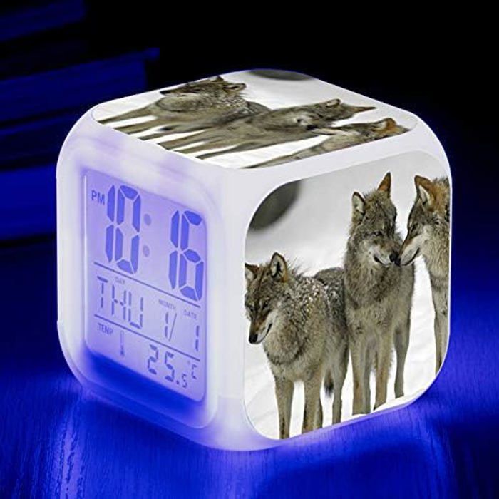 Animal Loup Réveil Intelligent Led Horloge Numérique Projecteur Coloré ...