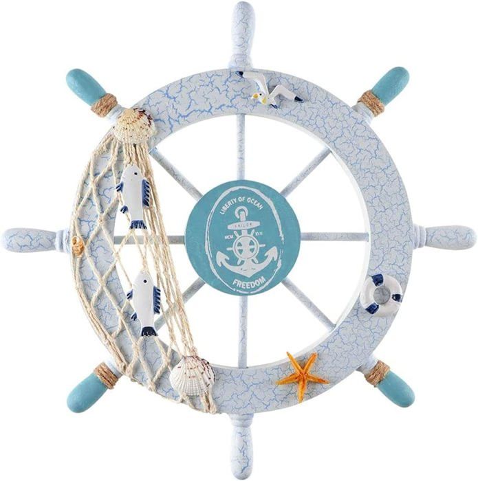 Roue de bateau en bois, décoration de gouvernail de volant de bateau nautique de 28 cm, roue de ...