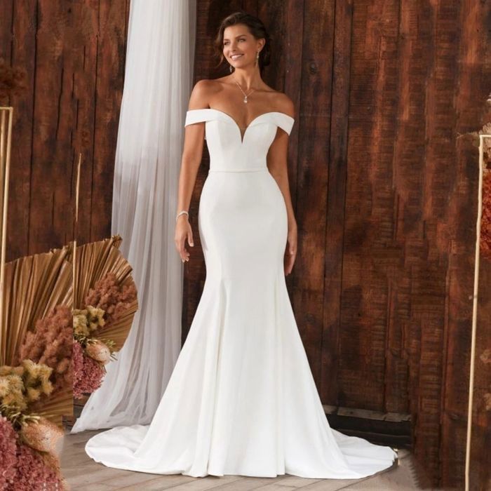 Élégante robe de mariée sirène femme hors épaule épaule simple robe de ...