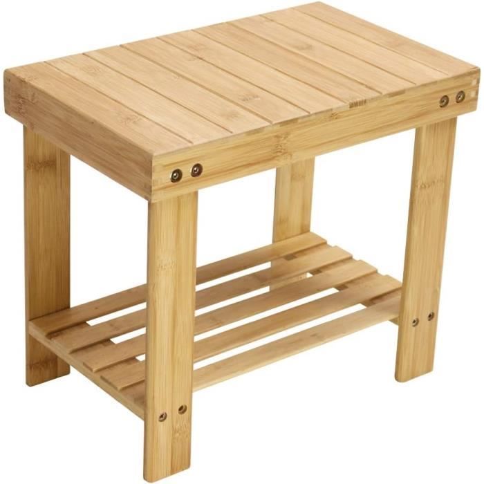 Marchepied En Bambou Avec Compartiment De Rangement Pour Salle De Bain, Salon, Chambre À Coucher ...
