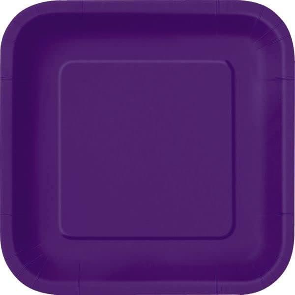 Assiettes En Carton Carrées Écologiques – 18 Cm – Couleur Violet Foncé ...