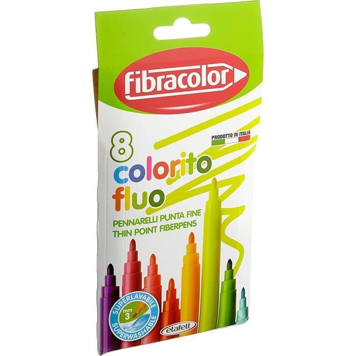 Colorito Fluo Lot de 8 feutres avec encre fluorescente pointe fine ...
