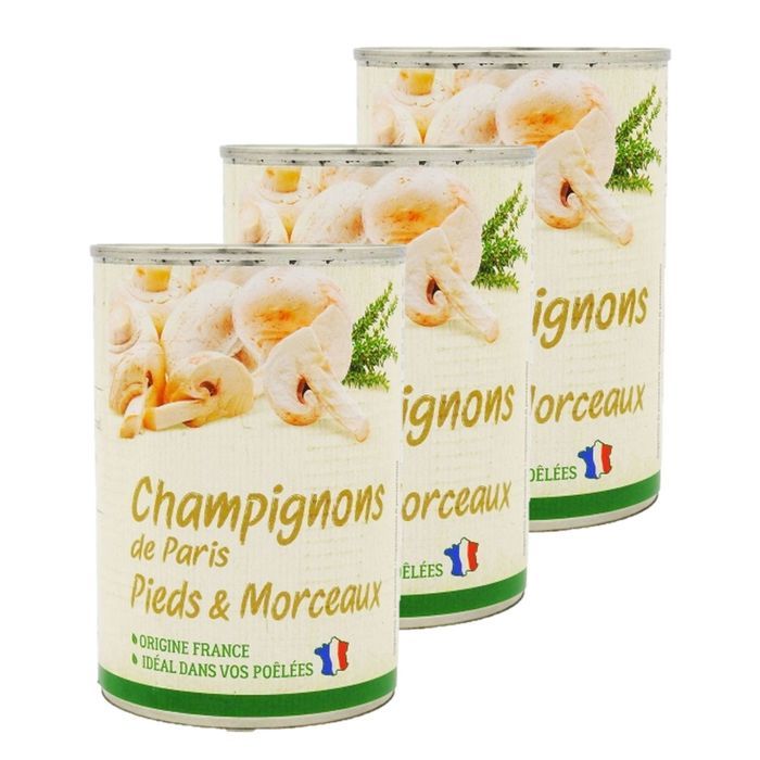 Agidra - Lot 3x Champignon Paris pieds et morceaux - France - Boîte ...