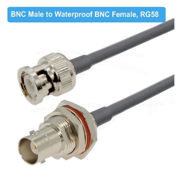 BNC M à BNC FW - 4m - Câble Coaxial RG58 BNC mâle à BNC mâle, connecteur à sertir 50 Ohm, Double ...