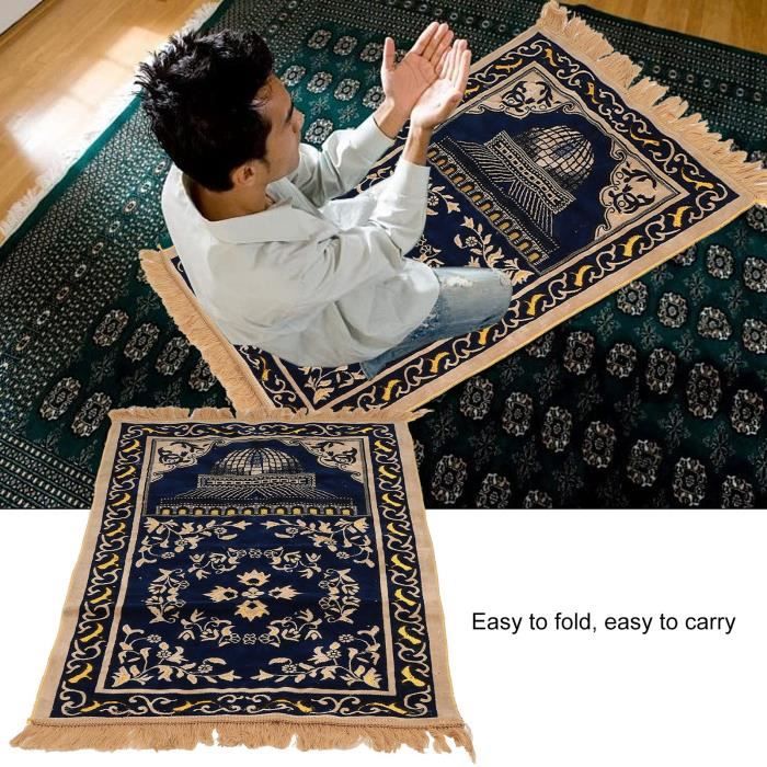JIN-Tapis de prière musulman en fibre de polypropylène portable exquis ...