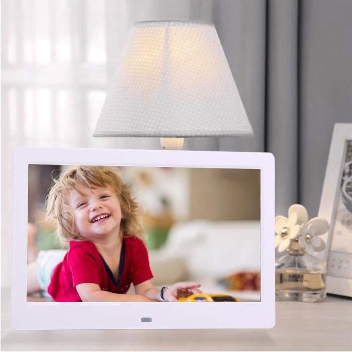 10 HD Screen Digital Photo Frame Alarm Clock MP3/4 Movie Player (White ...