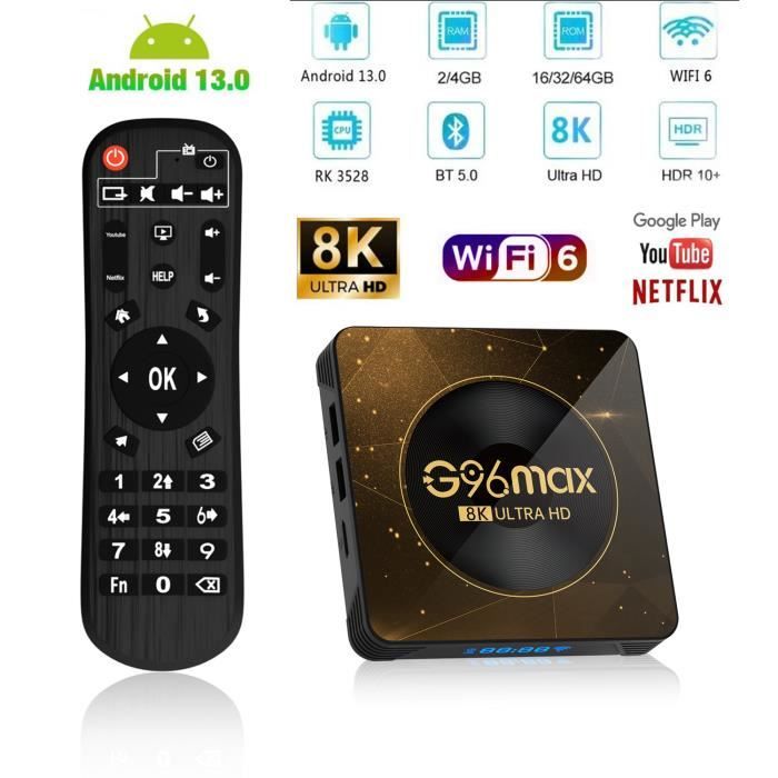 TV Box Android 13.0 boitier IPTV RK3528 4Go+32Go Mini Smart TV Box 2.4G ...
