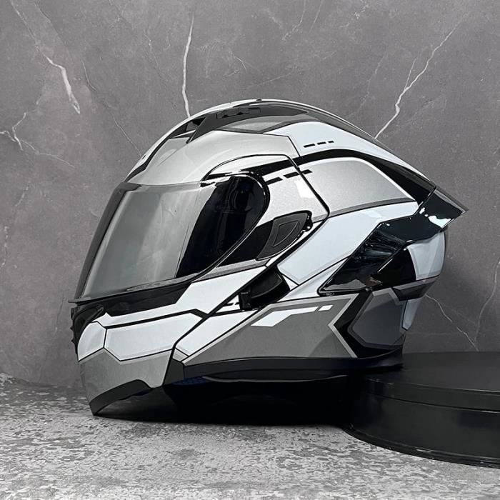 Casque de vélo,ORZ Moto rcycle casque intégral racing moto rbike casque avec Double pare-soleil ...