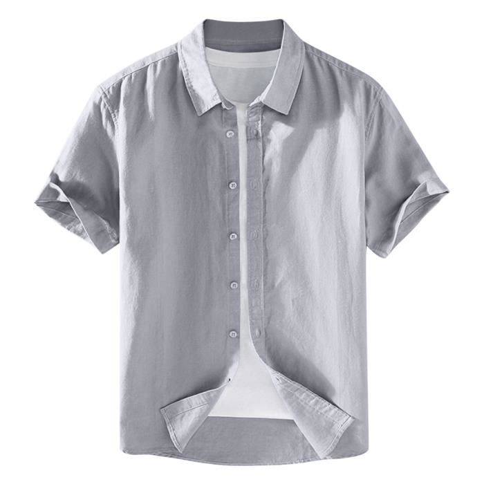 Minetom Chemise en Coton et Lin Homme Chemise Chemisier Boutonné à ...