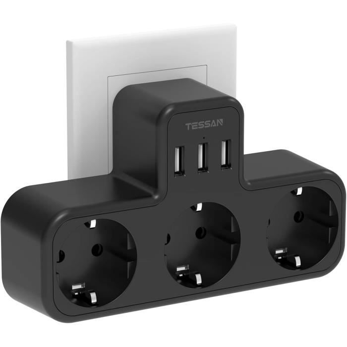 Multiprise Murale, Multiprise Prise Usb 3 Prises Et 3 Ports Usb 3A ...
