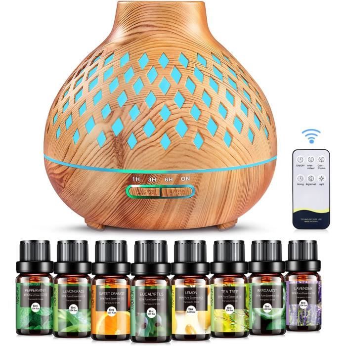 AESHORY Diffuseur Huiles Essentielles 400ML, Diffuseur de Parfum Premium + Set Huiles ...