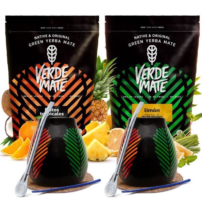 Yerba Mate 1kg Kit Mate The Verde Mate Frutos Tropicales Limon Non Fumé ...