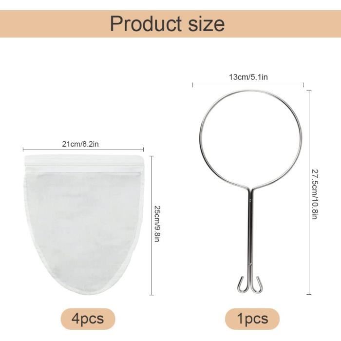 4 Pièces Sac À Lait De Noix Sac A Lait Vegetal Avec 1 Anneau Acier ...