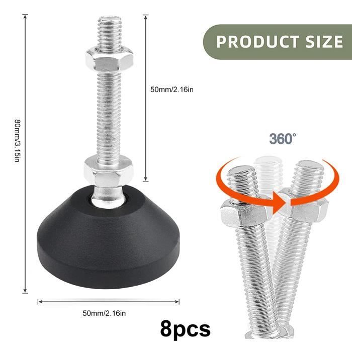 8 Pcs Pied Réglable, Pieds de Meuble Réglables en Hauteur Antidérapants ...