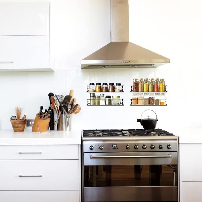 Étagère À Épices Murale– Lot De 4 Range Épices En Métal,Etagere Murale ...