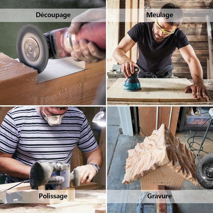 2 Pièces Disque Bois Meuleuse 125mm, Plate et Biseauté Disque Meuleuse ...