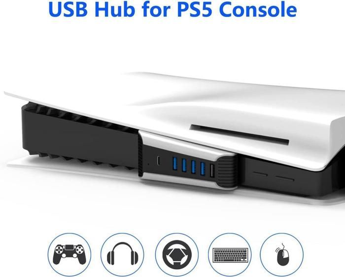 Hub USB 5 ports pour PS5, adaptateur répartiteur de chargeur USB haute ...