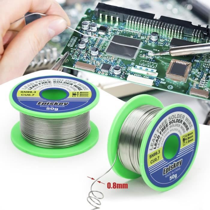 Fil À Souder Sans Plomb 0,8 Mm 50 G Fil Pour Soudure Électrique À Noyau ...