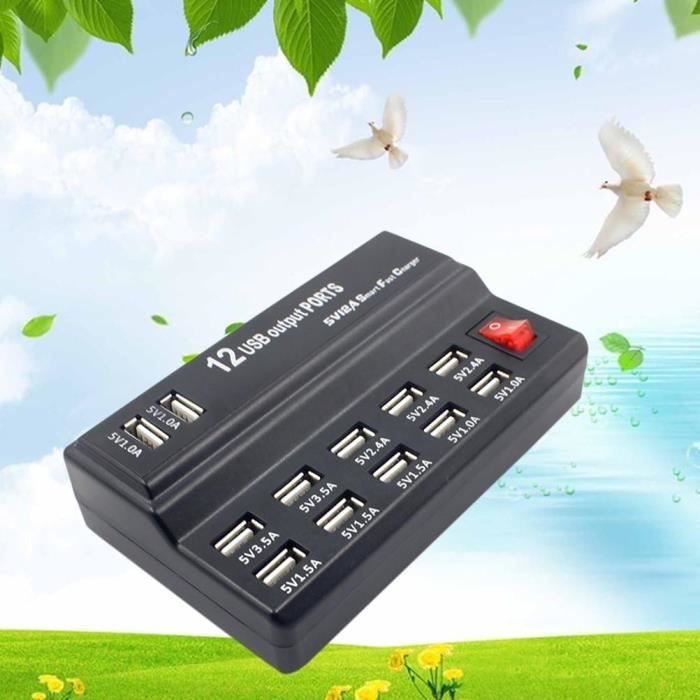 Hub USB, 12 ports USB Charger Station Port Multi USB pour iPhone iPad ...