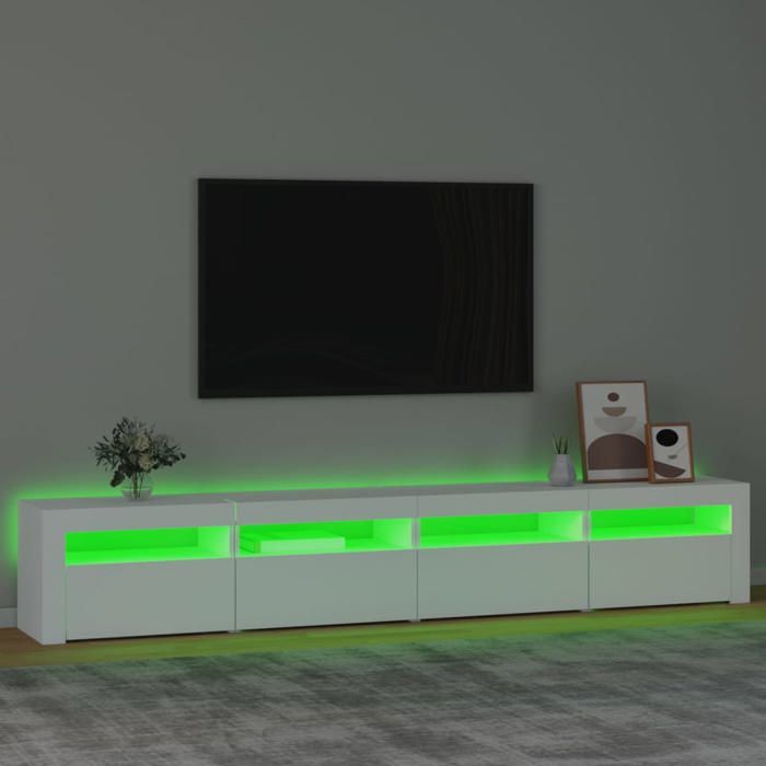 Meuble TV à LED-Banc TV avec lumière LED Blanc 240x35x40 cm 323033 ...