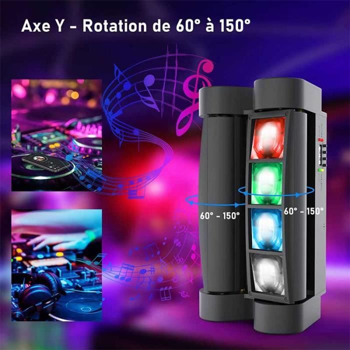 Lyre led jeux de lumiere FOLAYA - DMX spider lumière fete scène 45W - 8 ...