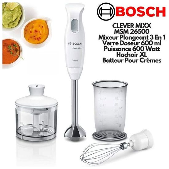Mixeur plongeant - BOSCH - CleverMixx - 600 W - pied inox - bol mixeur ...