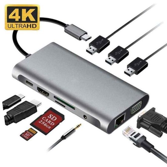 CS-02513-Hub USB C vers HDMI. adaptateur Rj45 100M OTG. Thunderbolt 3 Dock avec Usb3.0 pour ...