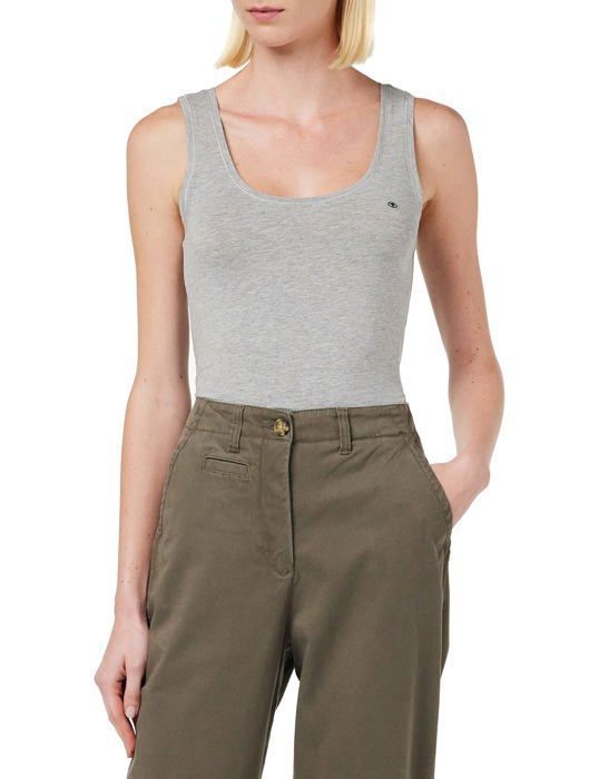 Caraco Tom tailor - 1032034 - Top Basique avec logo brode Femme Gris ...