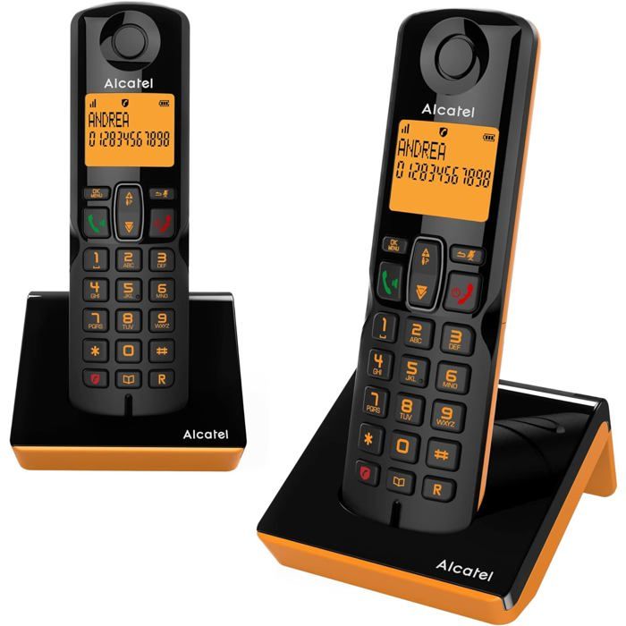 Alcatel S280 duo orange Telephone sans fil duo, mains libres ...
