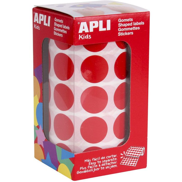 Rouleau de Gommettes Rondes - APLI - 20 mm - Rouge - 59 Feuilles ...