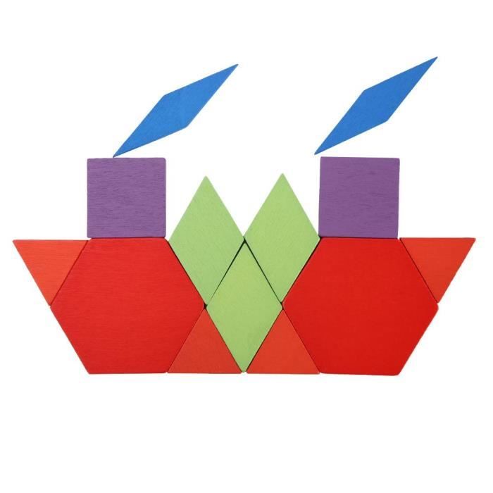 155pcs Tangram Forme de Géométrie en Bois Bloc Construction Puzzle ...