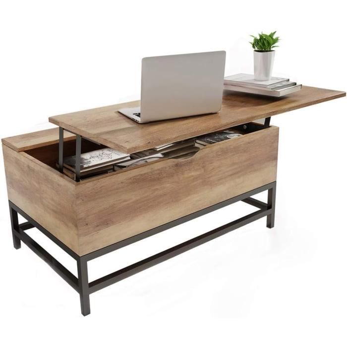Happy Home Table basse avec plateau de rangement avec rangement 2 ...